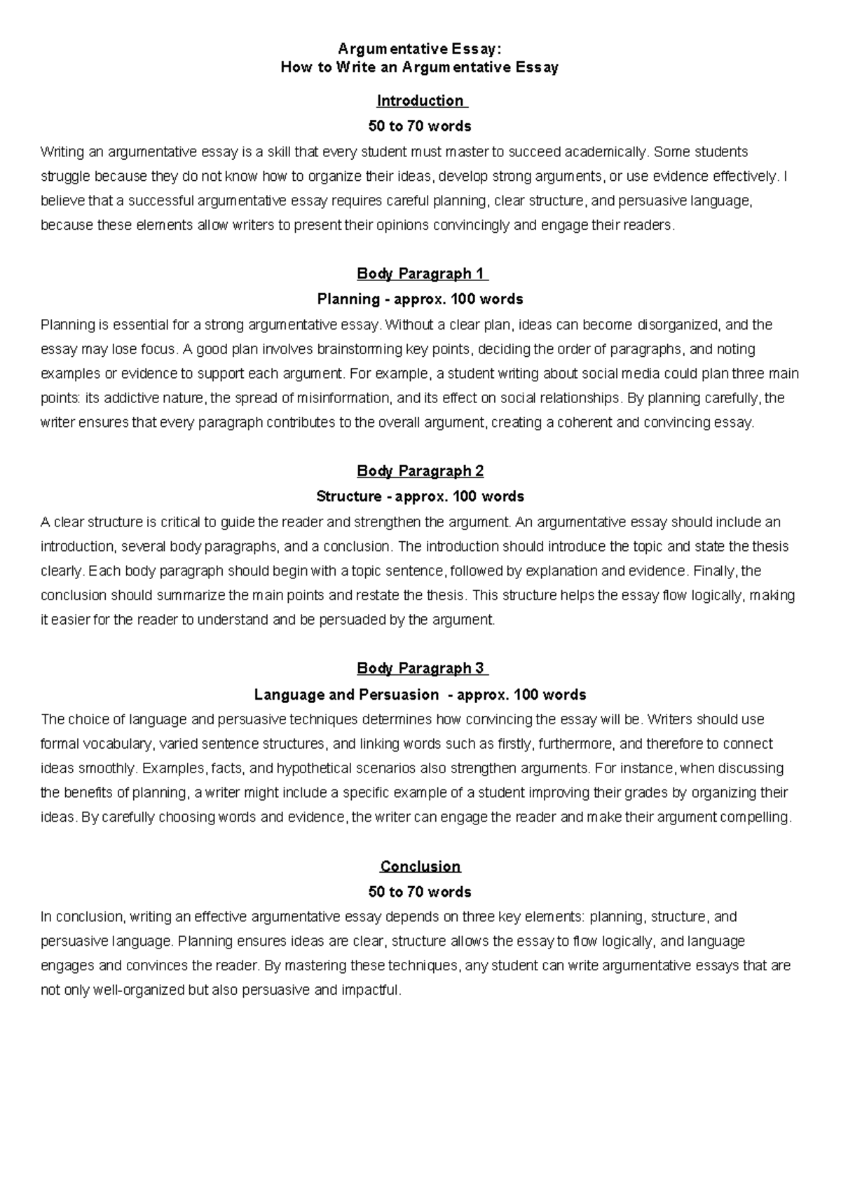 ENG - Argumentative Essay: Mastering the Art of Persuasion - Studocu