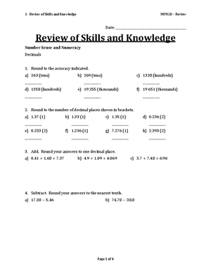 Grade 9 MATH EXAM Review Answers 2 - MTH 1W1 EXAM REVIEW 2 (ANSWERS ...