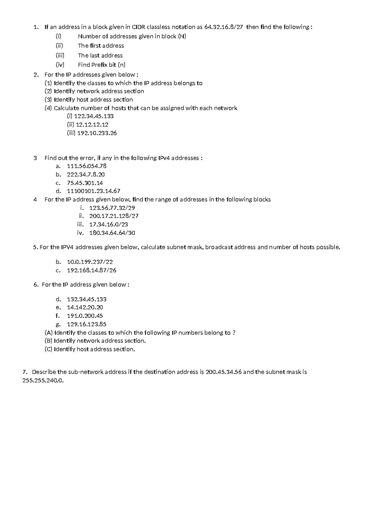 ACN QB Unit Test: IP Addressing and Subnetting Concepts - Studocu