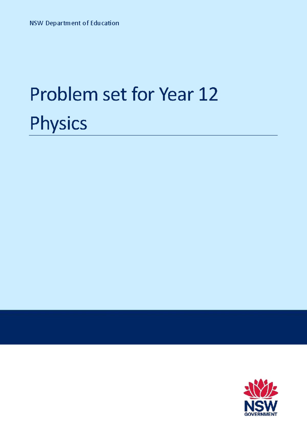 NSW 12 Physics Problem Set: Advanced Mechanics & Electromagnetism - Studocu