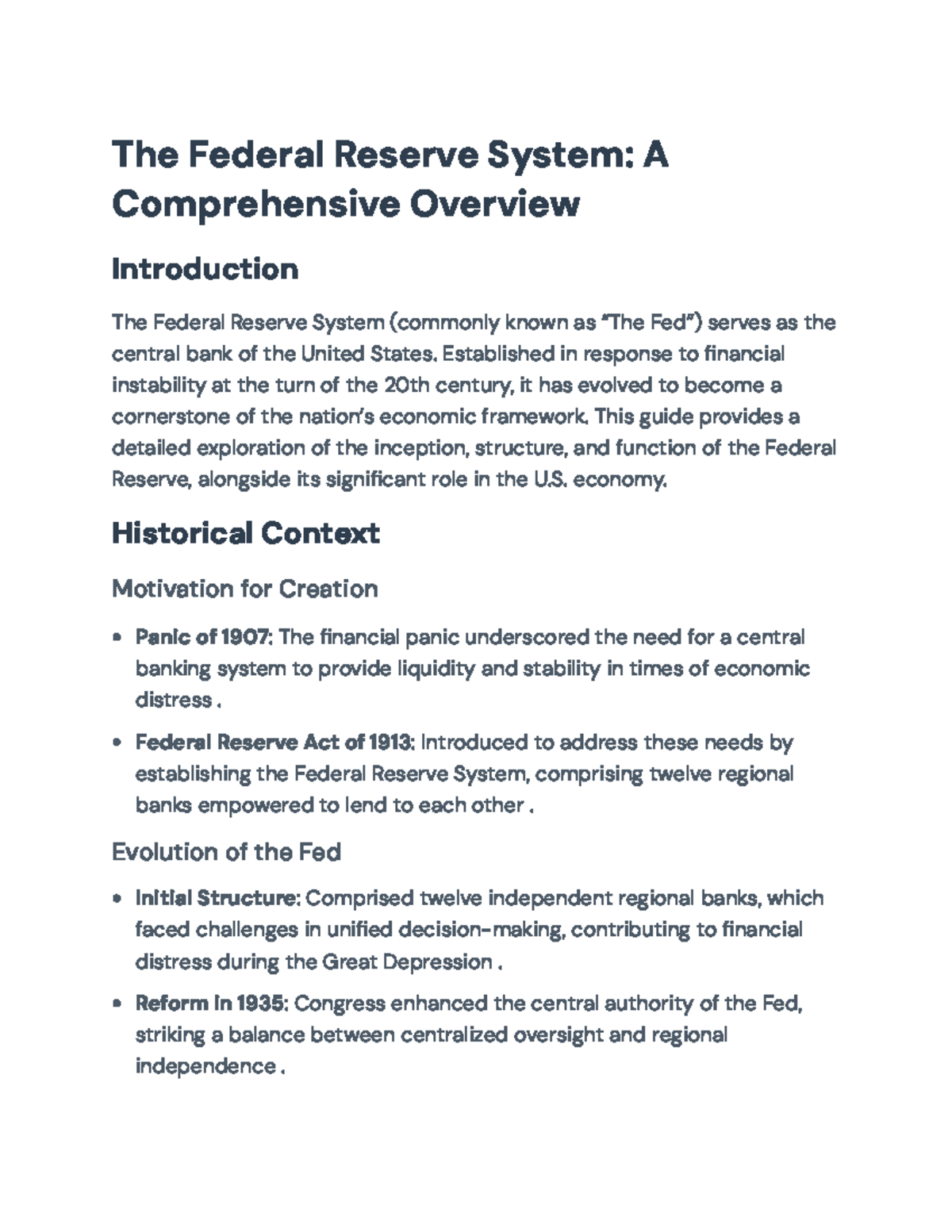 The Federal Reserve System: Overview and Key Functions in the U.S ...