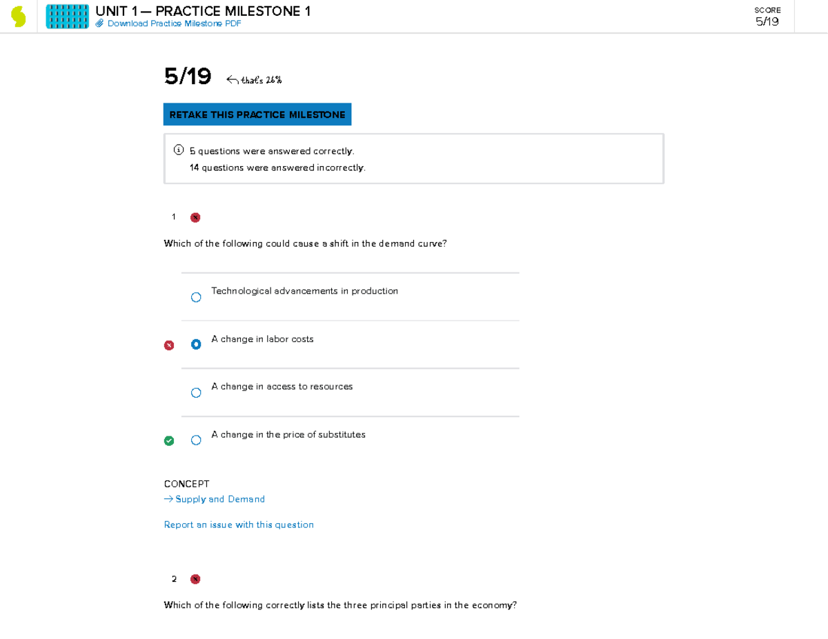 Sophia Macroeconomics UNIT 1: Practice Milestone 1 Review Guide - Studocu
