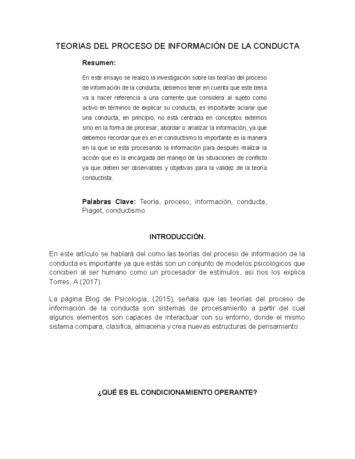 Condicionamiento Operante DE Skinner - TEORIAS DEL PROCESO DE ...