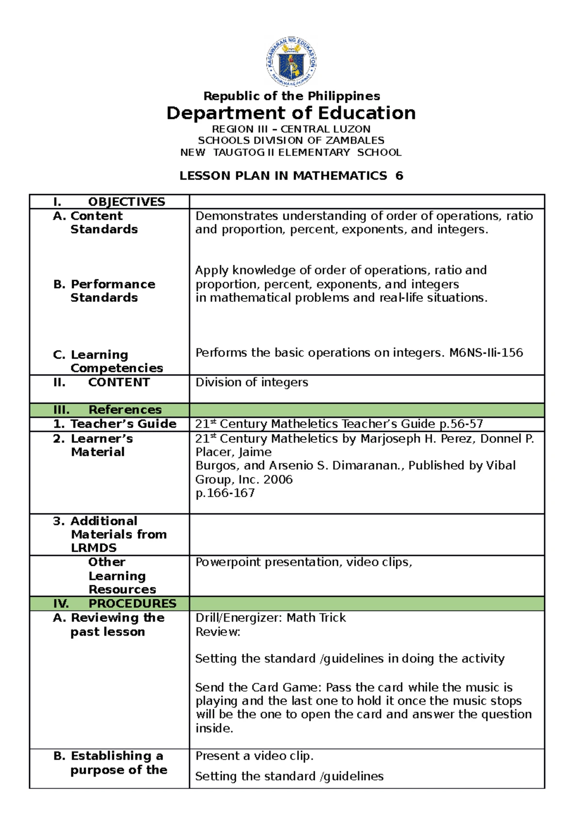 Parts of Detailed Lesson Plan - What is a Detailed Lesson Plan ...