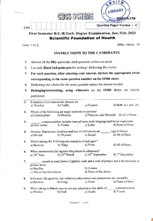 SFH(Question bank) - SFH(Question bank) - Scientific Foundations for ...
