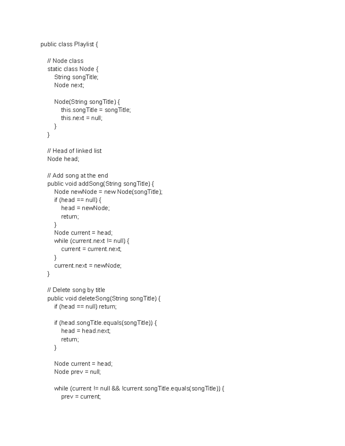 CS101: Java Playlist Management - Node Class Implementation - Studocu