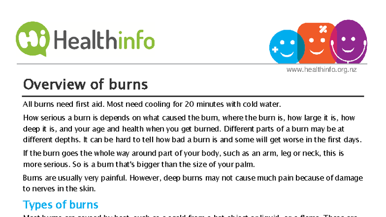 Burns Overview: First Aid, Types, and Grades Explained - Studocu