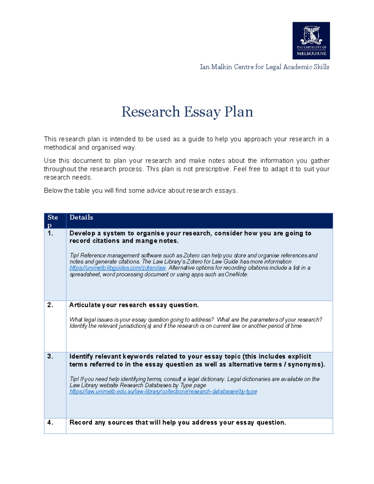 Research Essay Plan Template 2024-3: A Guide for Legal Studies - Studocu