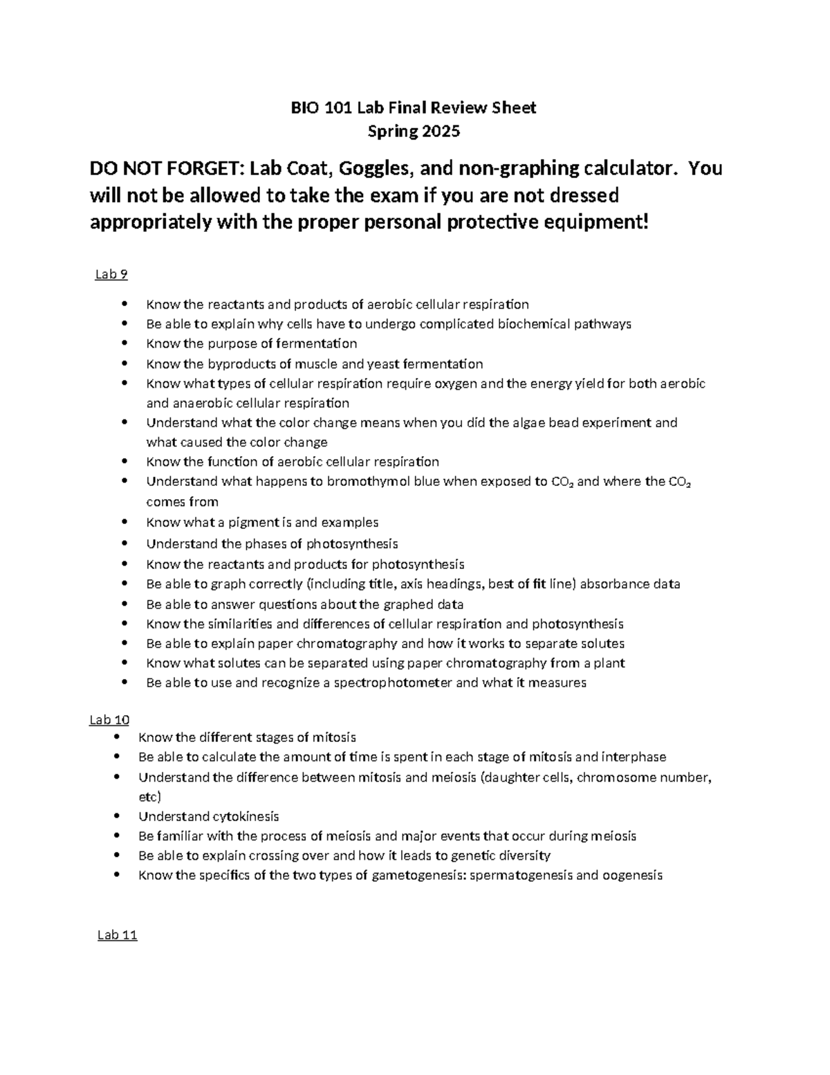 BIO 101 Lab Final Review & Test-Taking Strategies Guide - BIO 101 Lab ...