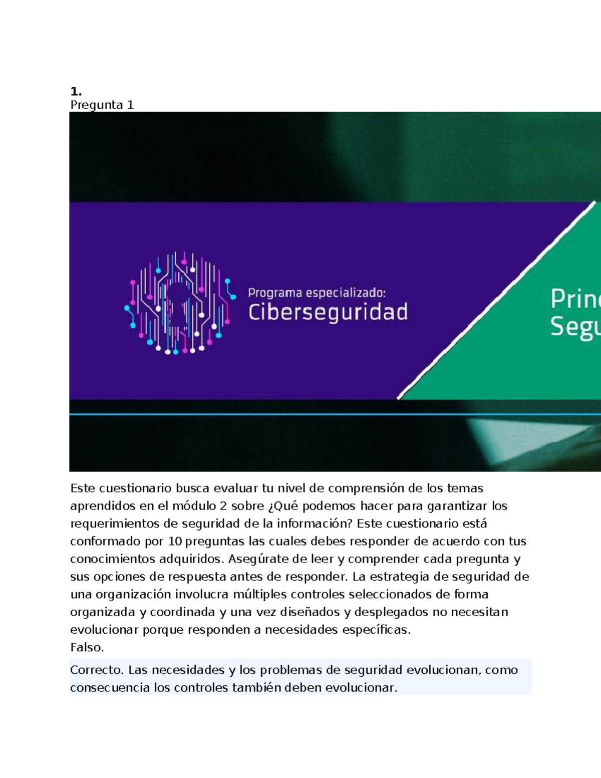 Cuestionario de Evaluación: Seguridad de la Información Módulo 2 - Studocu