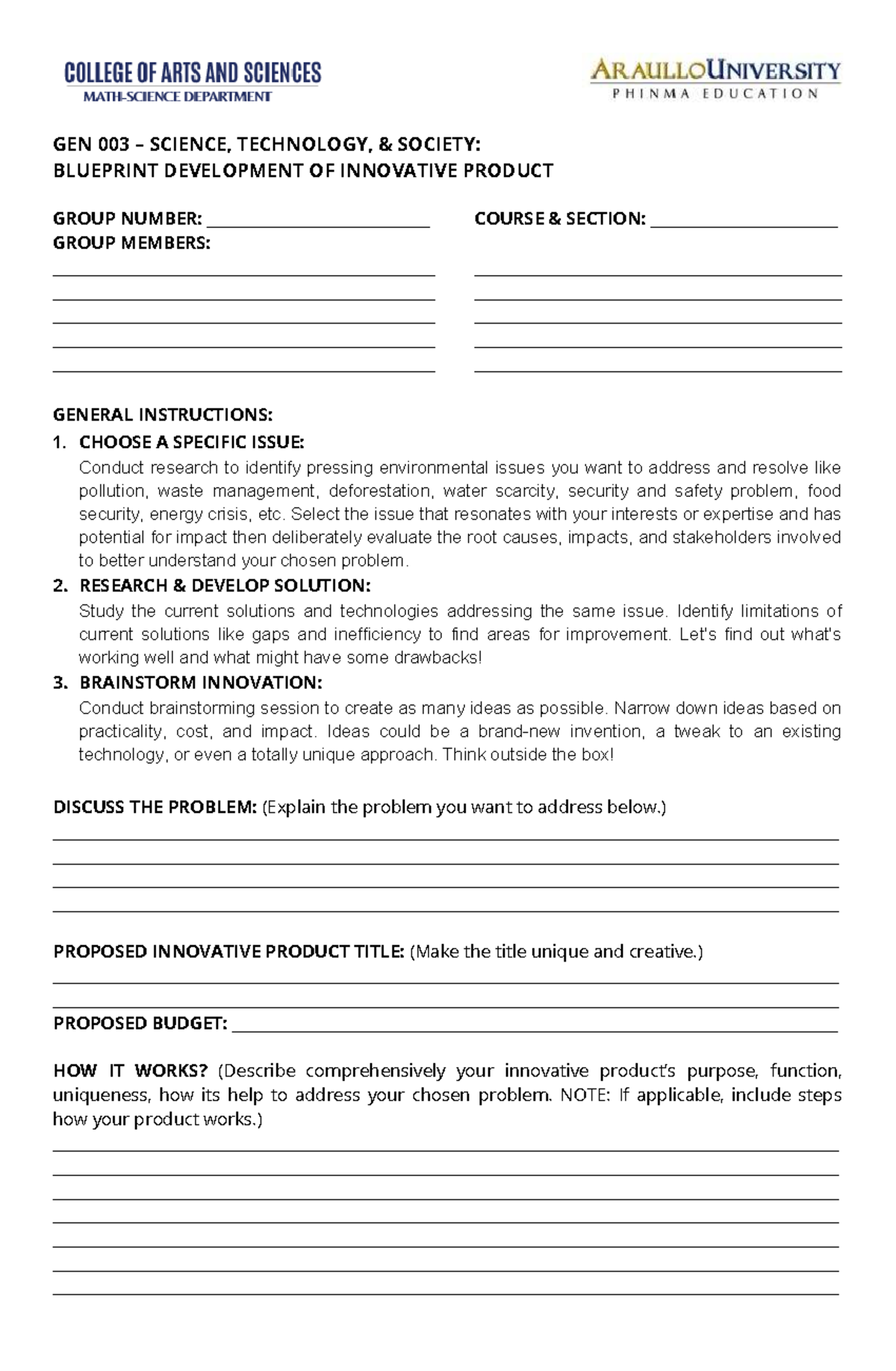 GEN 003: Blueprint for Innovative Product Development in Environmental ...