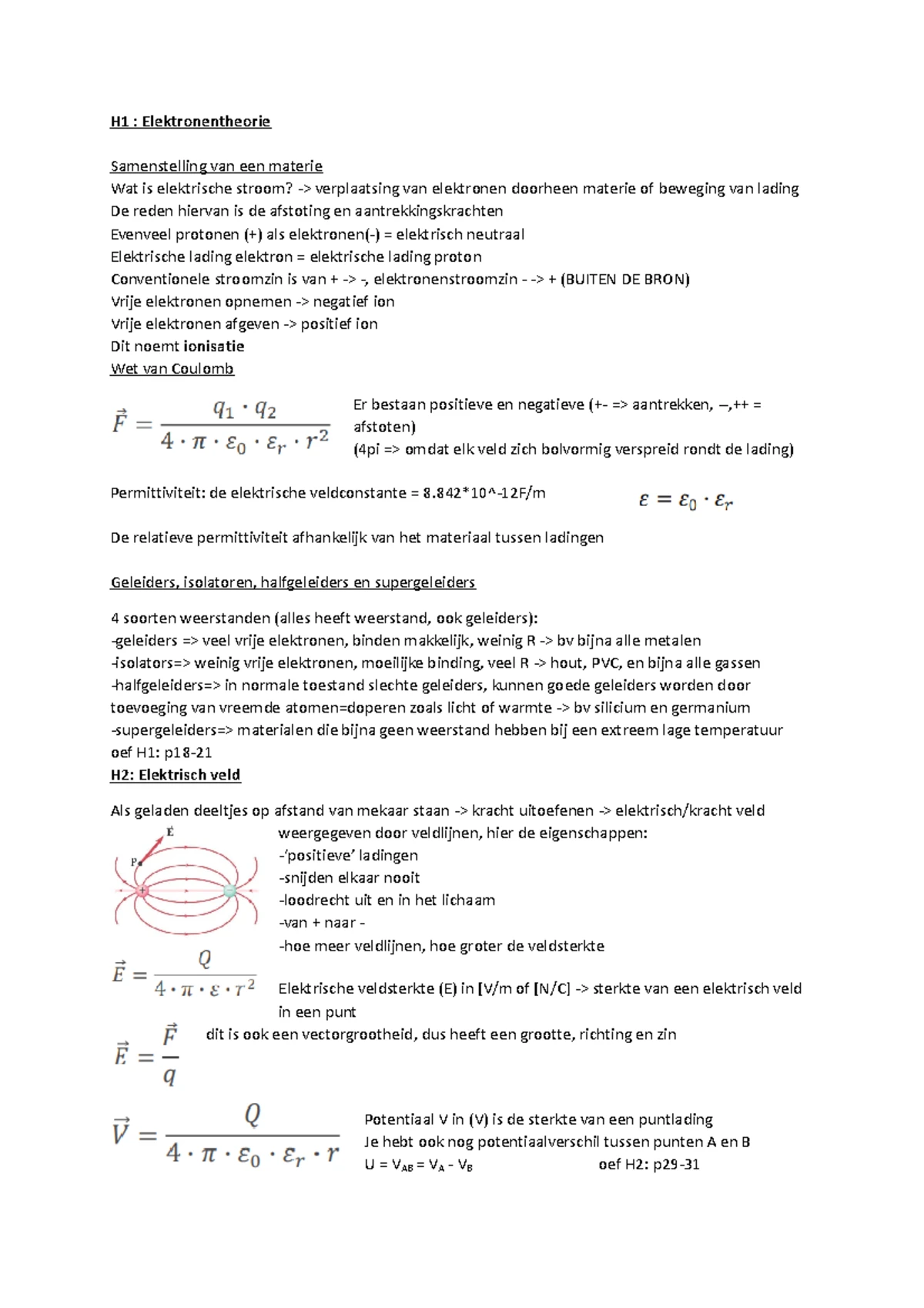 Hoofdstuk 2 - elektrisch veld-veldsterkte - Elektriciteit gelijkstroom ...