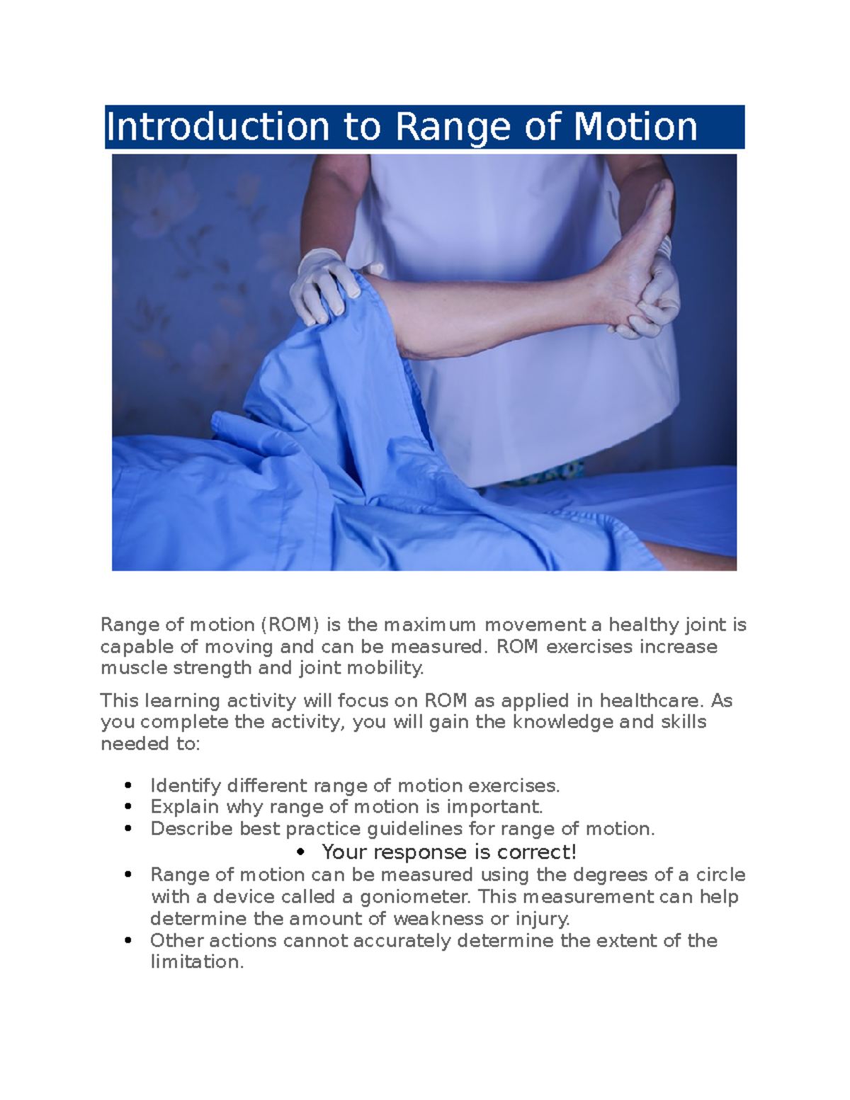 Introduction to Range of Motion: Key Concepts and Guidelines for ...