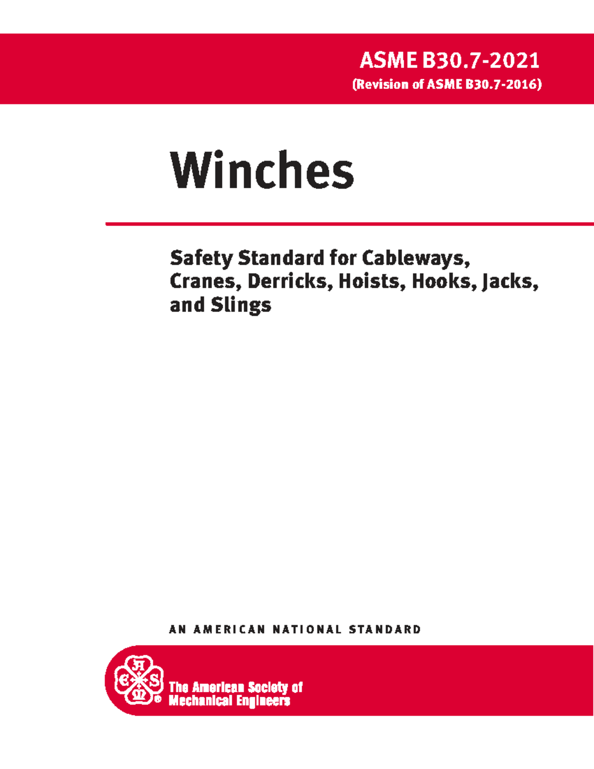ASME B30.7 - Safety Standards for Winches and Load Handling - Studocu