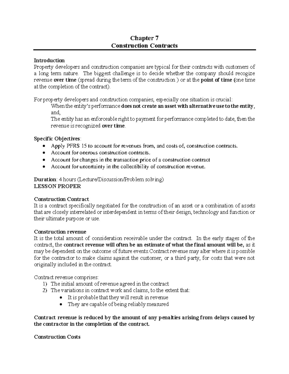 Chapter 7 Construction Contracts - Chapter 7 Construction Contracts Introduction Property ...