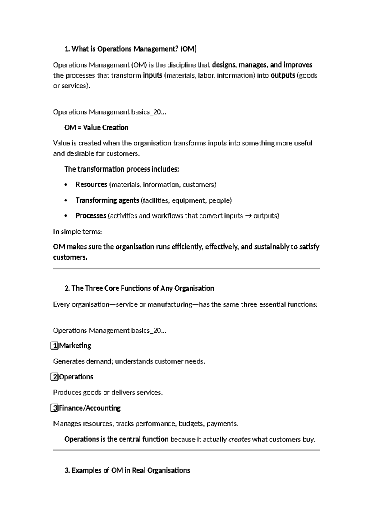 1. Operations Management Basics (OM) — Comprehensive Overview - Studocu