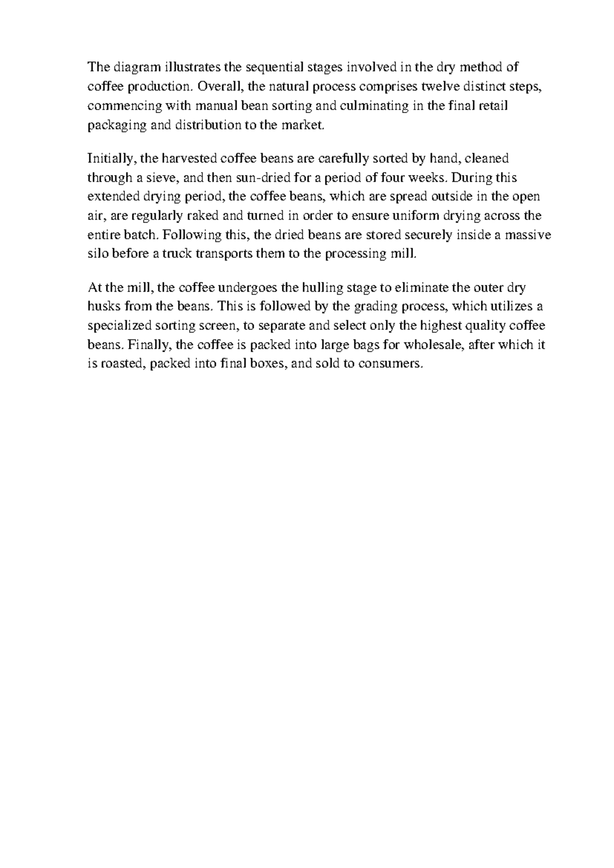Writing Task 1: Stages of Dry Coffee Production Process - Studocu