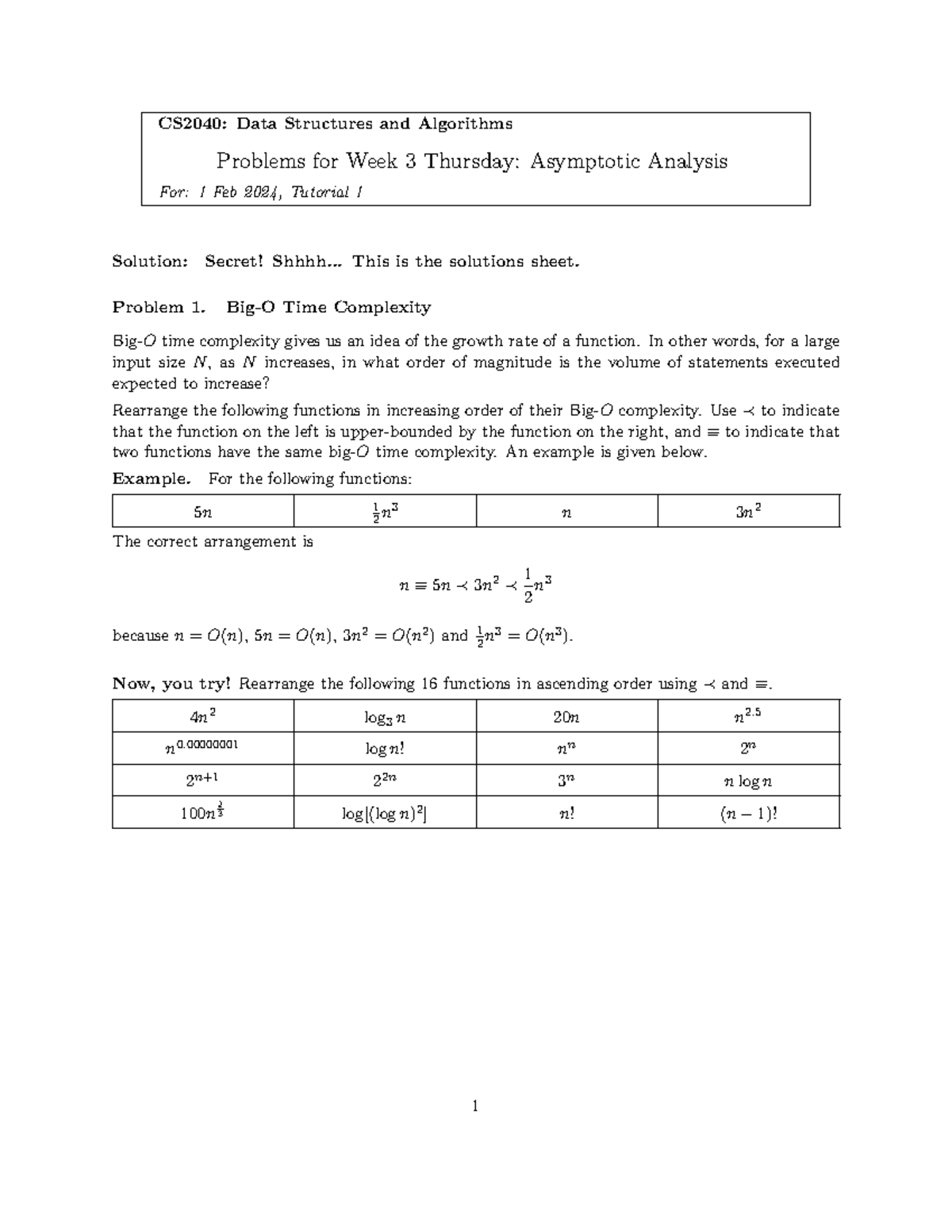 CS2040: Data Structures and Algorithms Tutorial Solutions Compilation ...