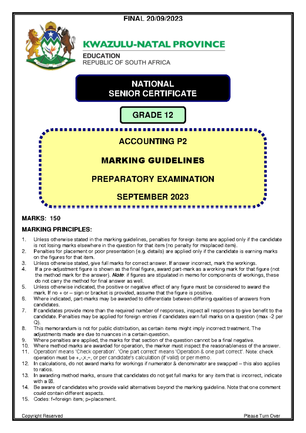 Grade 12 Accounting Preparatory Exam P1 & Memo September 2024 - Studocu