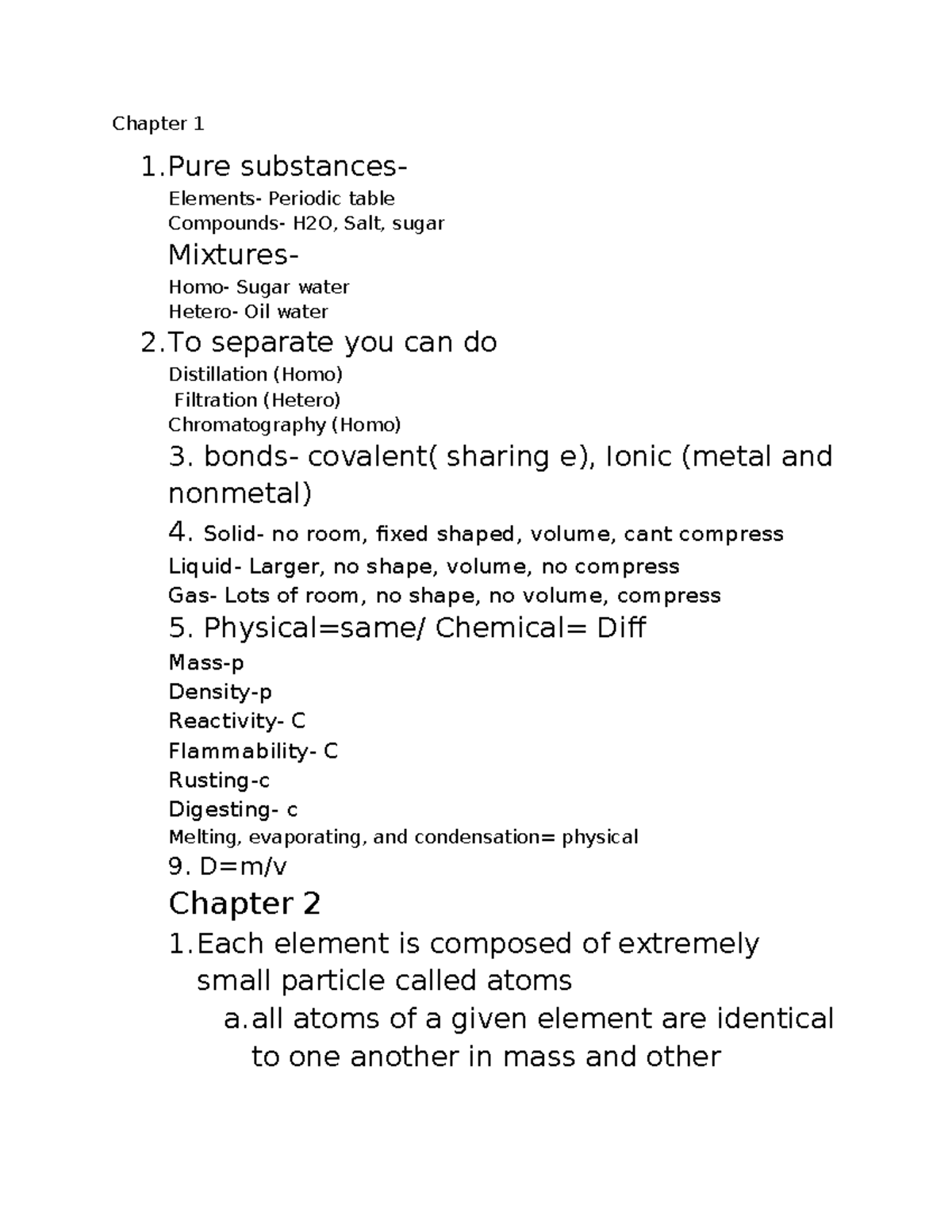 Chem 1 Test Review: Key Concepts from Chapters 1 & 2 - Studocu