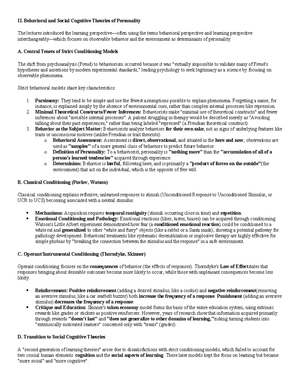 Behavioral and Social Cognitive Theories of Personality - PSY 101 ...