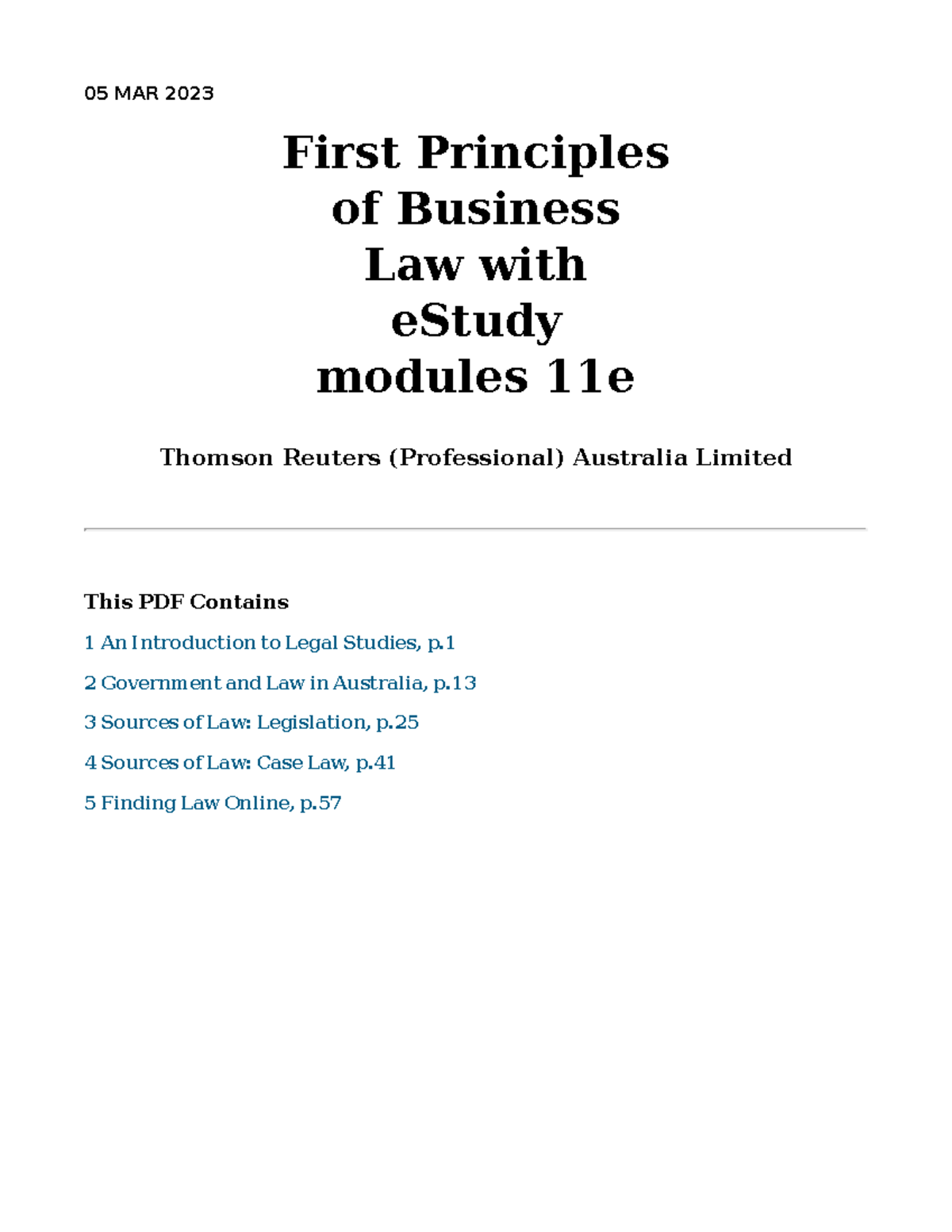 First Principles of Business Law (FPBL) - Chapters 1-5 Overview - Studocu