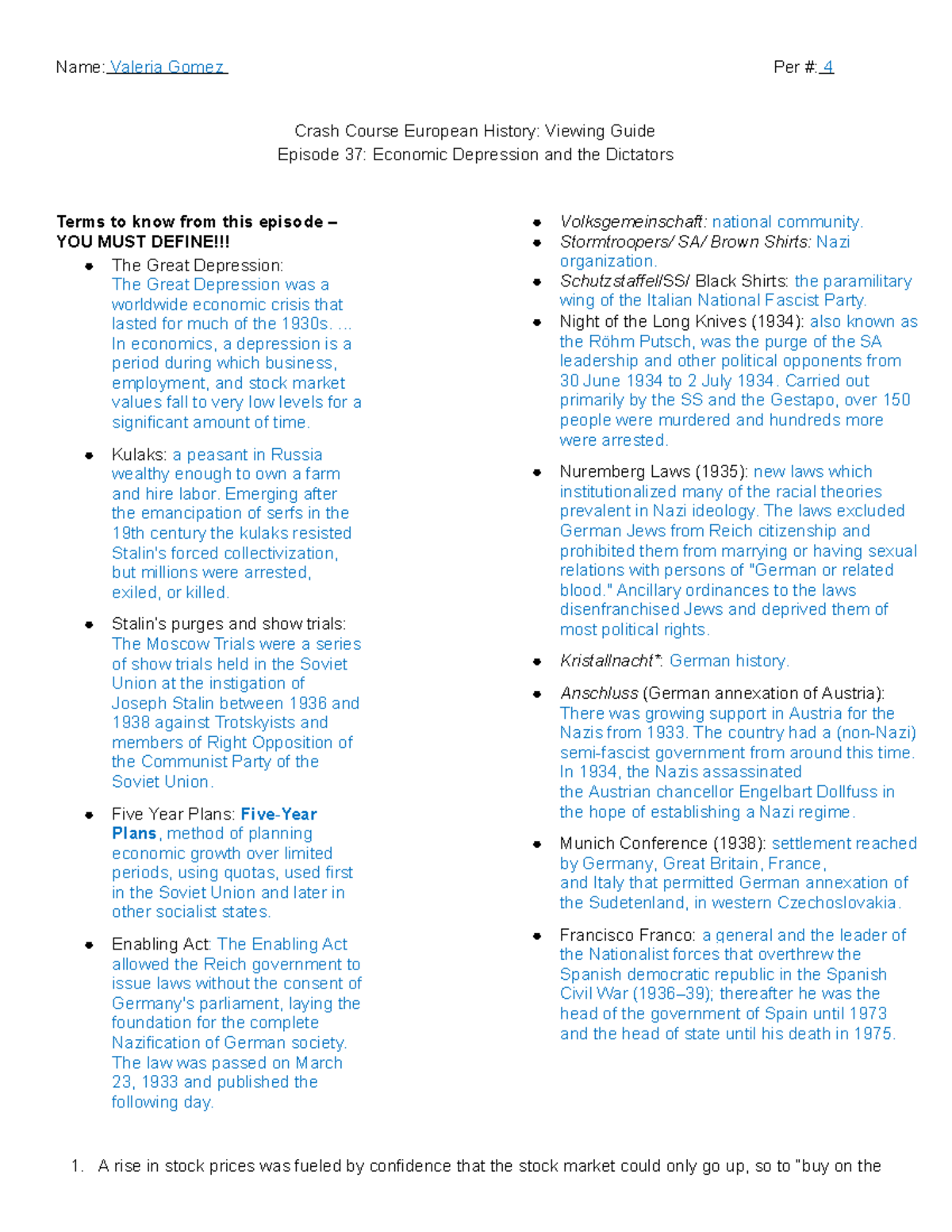 Crash Course #37: Great Depression and Dictators in European History ...