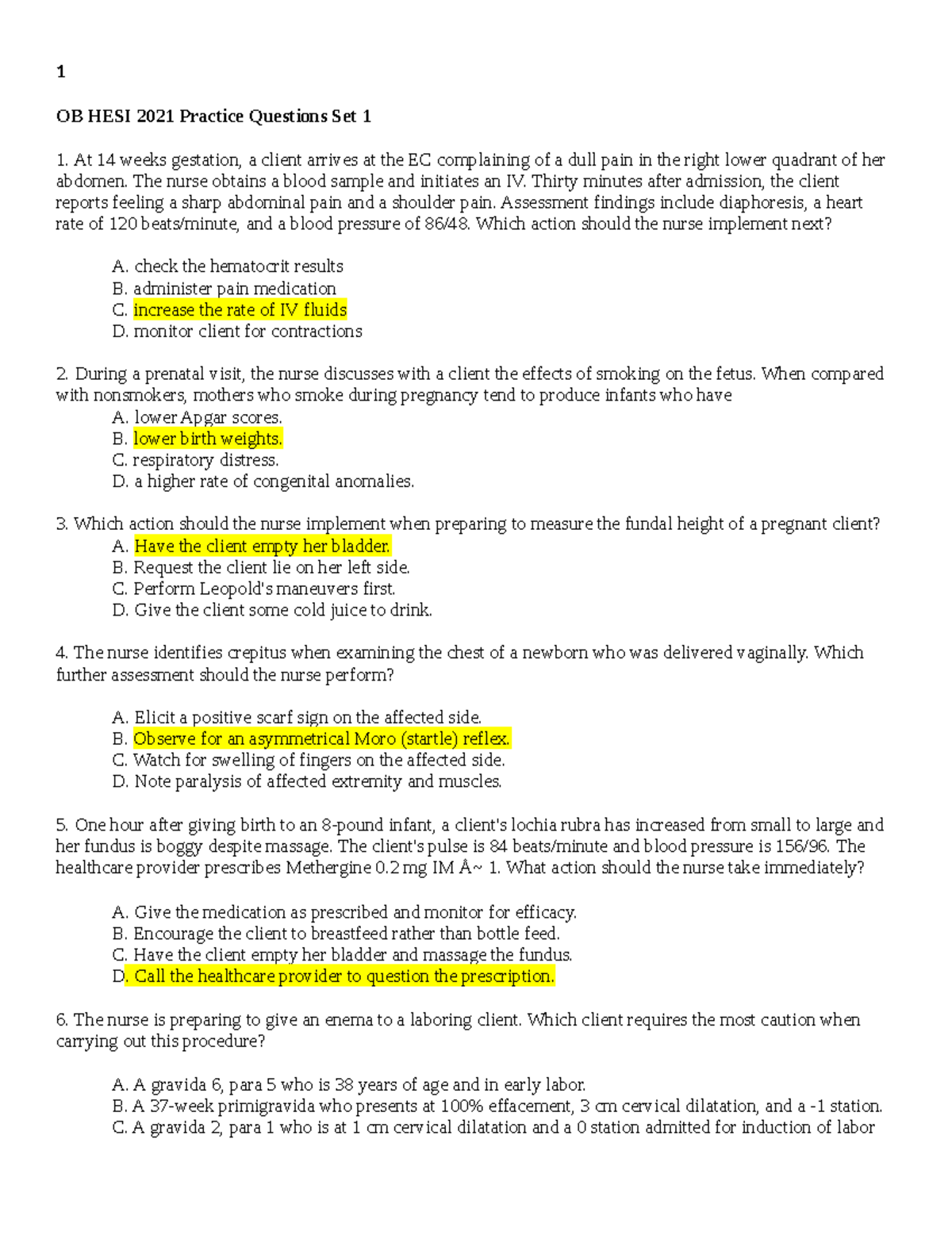 OB HESI 2022 - Comprehensive Study Notes for Nursing Practice Exam ...