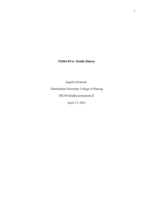 NR304 RUA - RUA assignment - The Health History and Physical ...