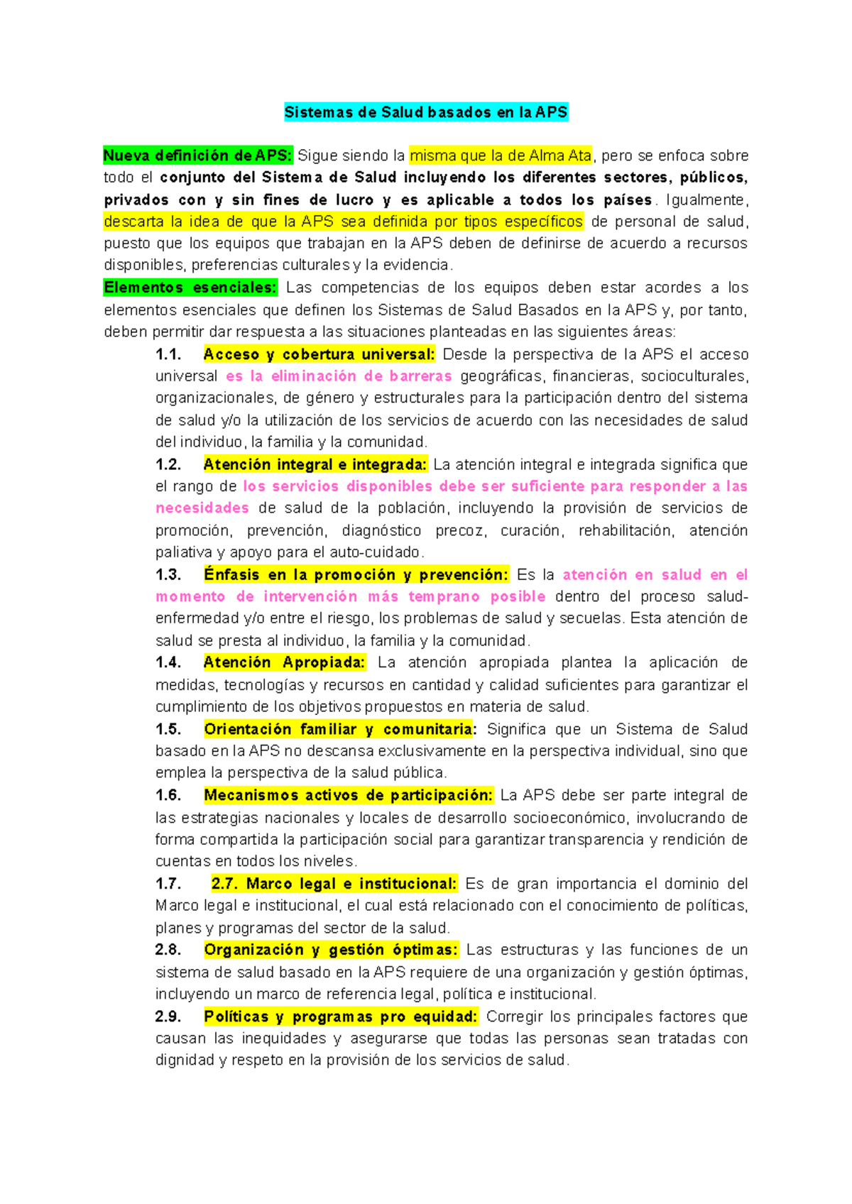 Sistema de Salud y APS: Elementos Esenciales y Enfoques Clave - Studocu