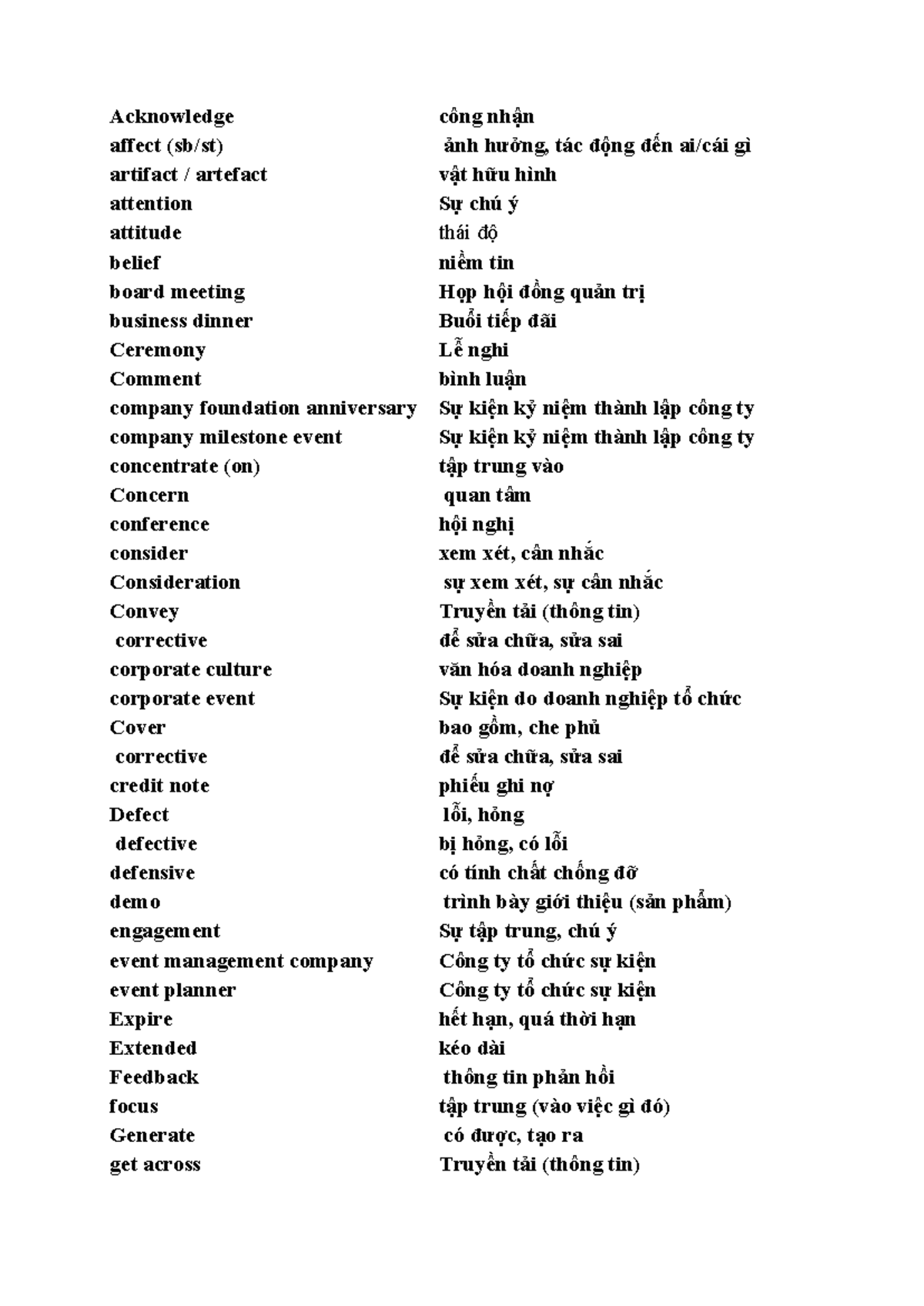 Vocab - Essential Business Terms and Concepts in Vietnamese - Studocu