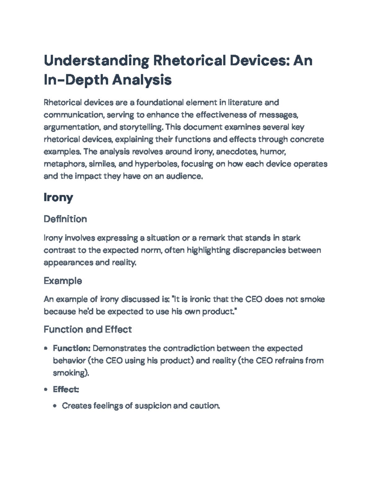 Understanding Rhetorical Devices: Functions & Effects Analysis - Studocu