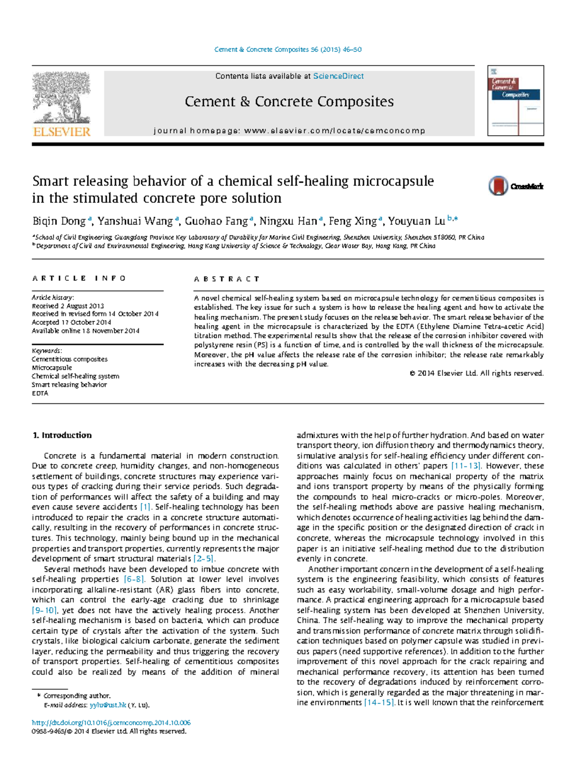 Smart Release Behavior of Microcapsules in Self-Healing Concrete (CEM ...