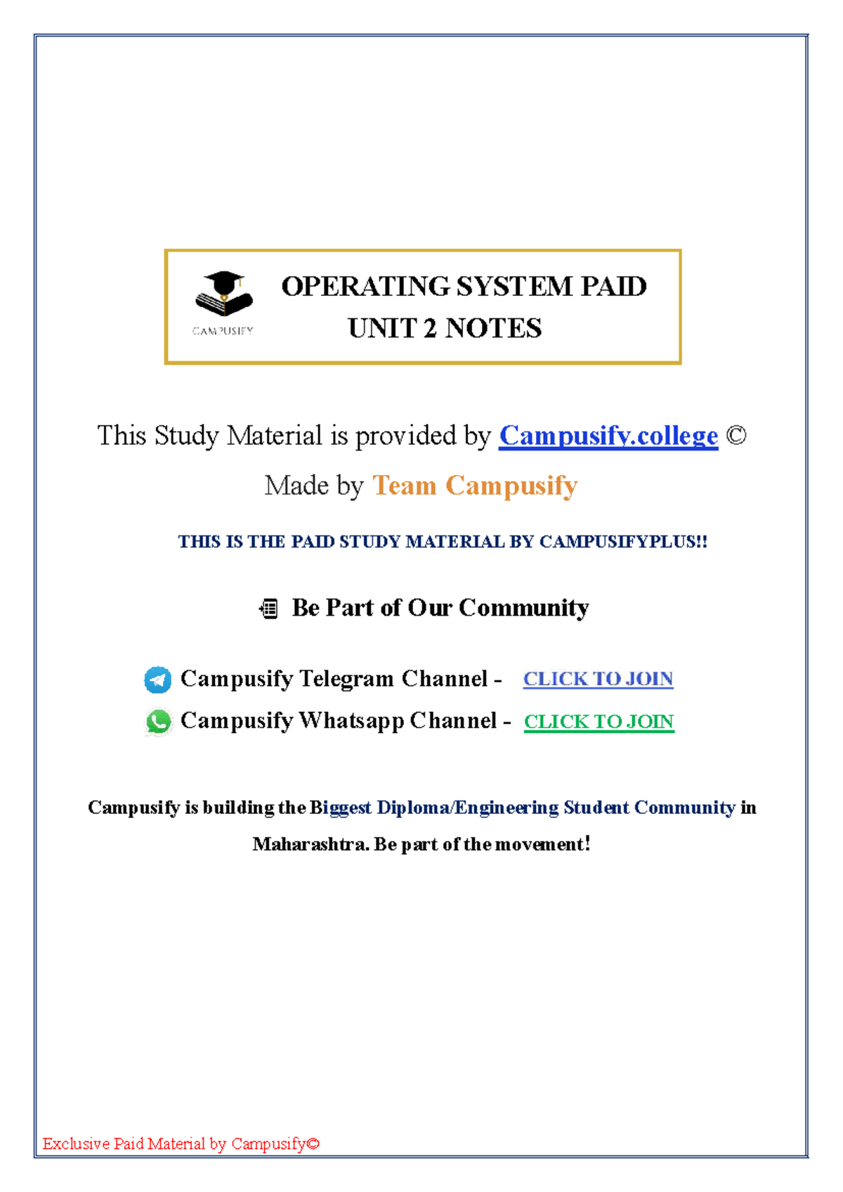 OSY 2: Process Management Notes - Campusify Plus Study Material - Studocu
