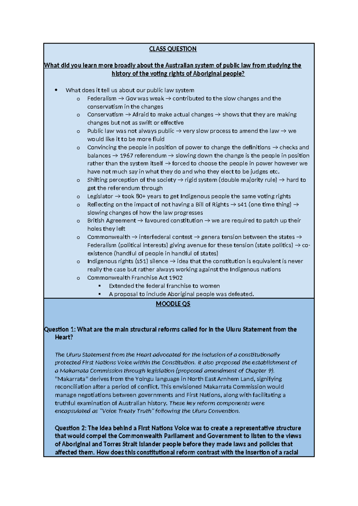 CLASS QUESTION: Insights on Aboriginal Voting Rights & Public Law in ...