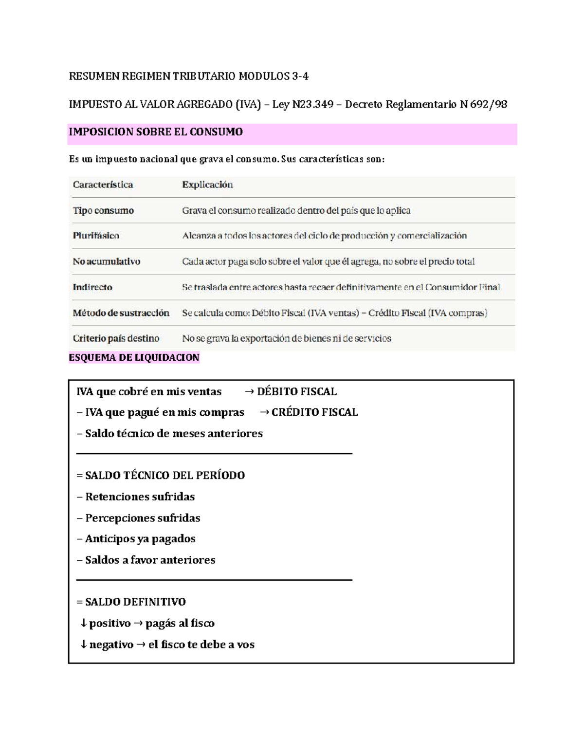 Resumen Régimen Tributario IVA - Ley N23.349 y Decreto Reglamentario ...