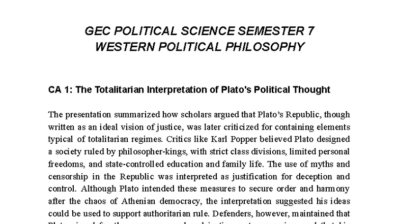 GEC POLITICAL SCIENCE SEM 7: Totalitarianism in Western Political ...