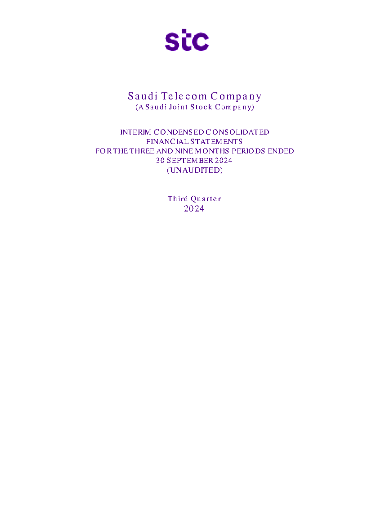 Saudi Telecom Company (STC) Q3 2024 Interim Financial Statements - Studocu