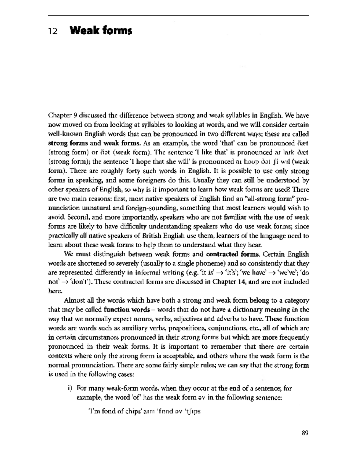 Chapter 12: Understanding Weak Forms in English Phonetics - Studocu