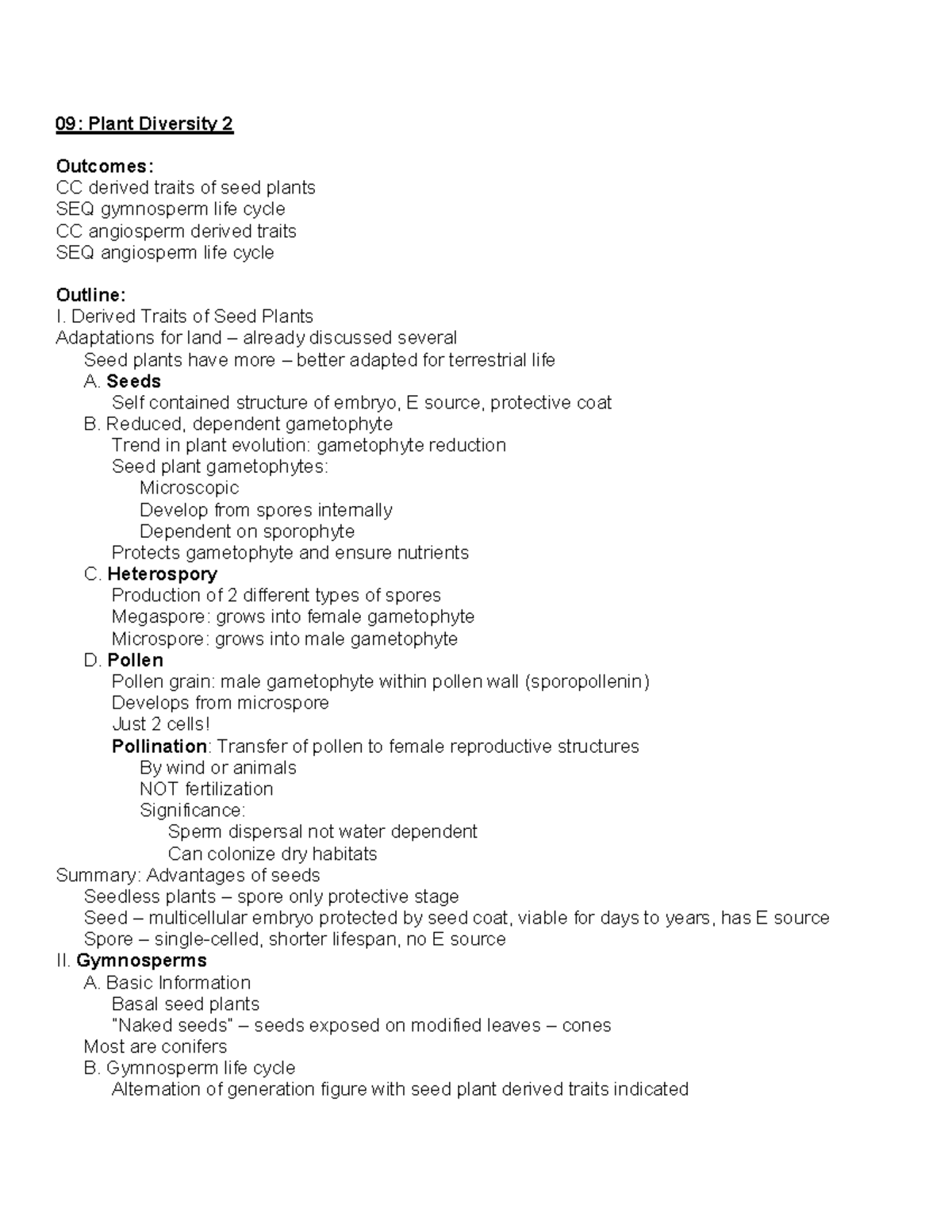 09: Plant Diversity 2 - Derived Traits & Life Cycles of Seed Plants ...
