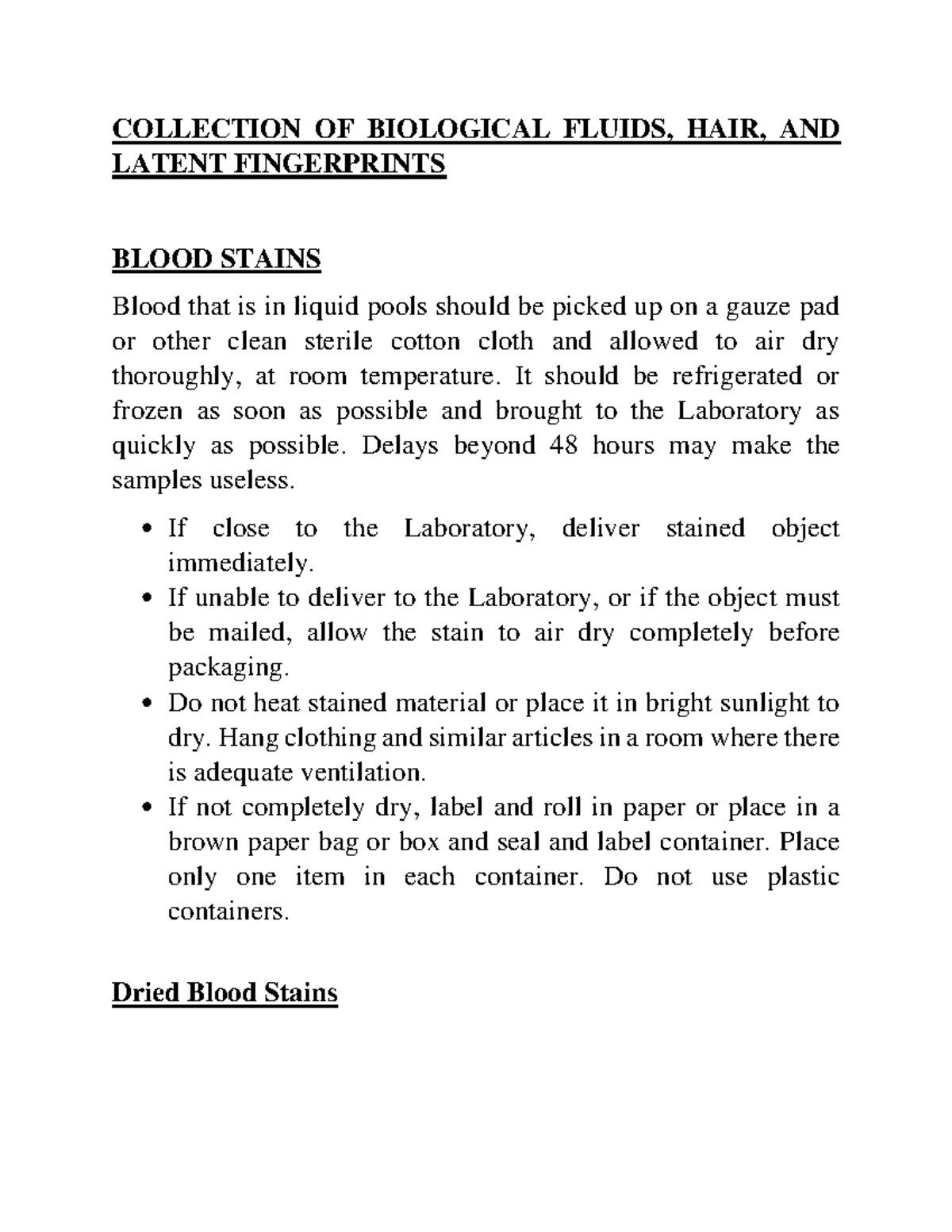 Collection and Preservation of Biological Fluids and Hair Evidence ...