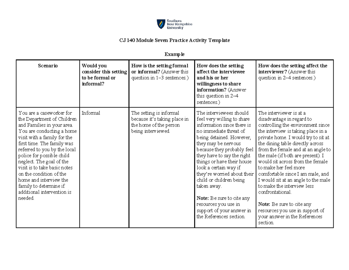 CJ 140 Module Seven Practice Activity Template - CJ 140 Module Seven ...