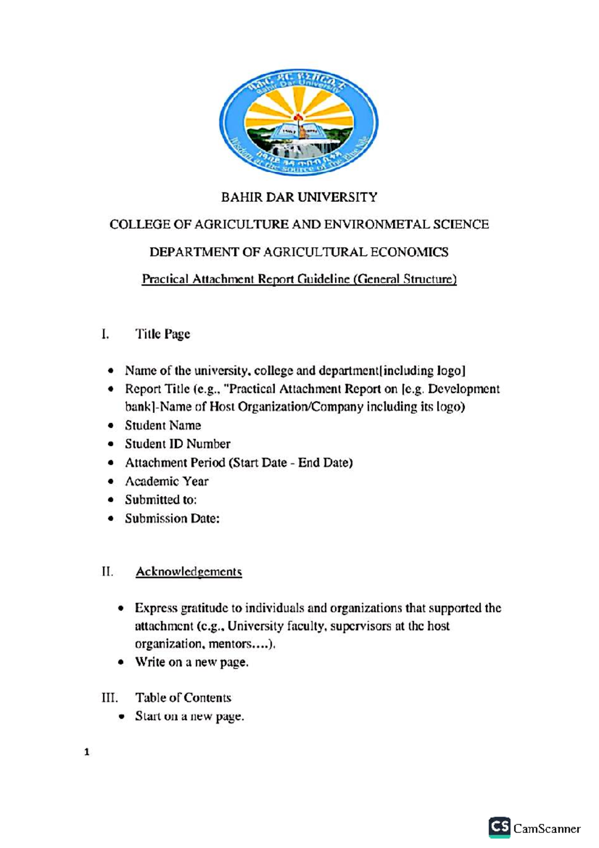 Practical Attachment Report Guidelines for AHC AC Dar FLICA 1963 - Studocu