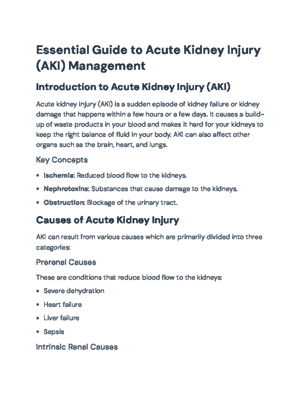 Comprehensive Guide to Acute Kidney Injury (AKI) Management and ...