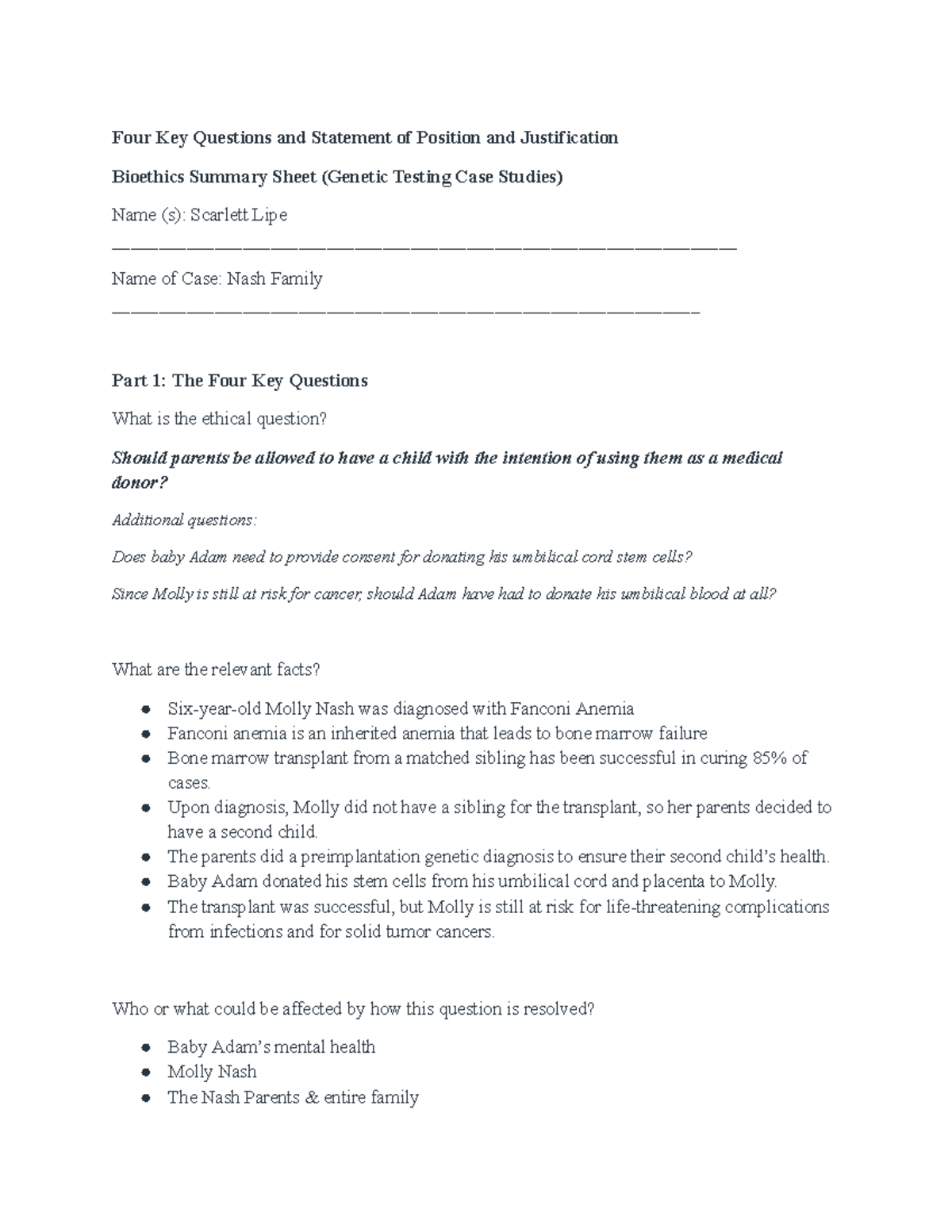 Bioethics Case Study: Genetic Testing & Ethical Dilemmas (Genetic ...