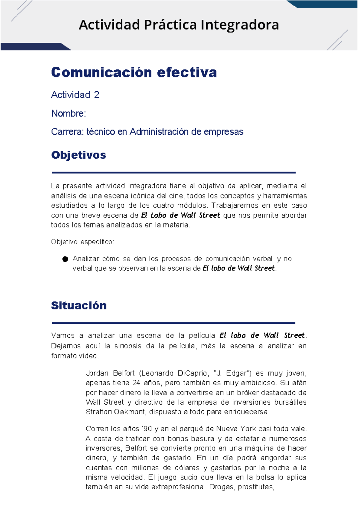 Comunicación Efectiva: Actividad Práctica Integradora API2 - Studocu