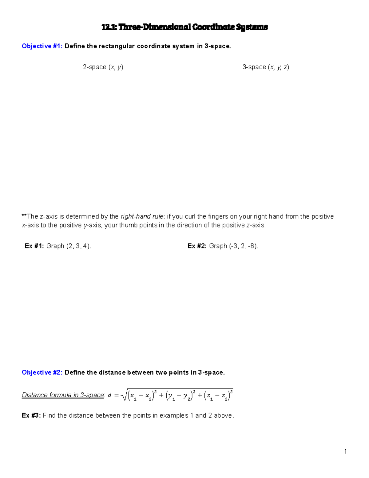 Ch 12: Coordinate Systems, Vectors, and Dot Product Notes - Studocu