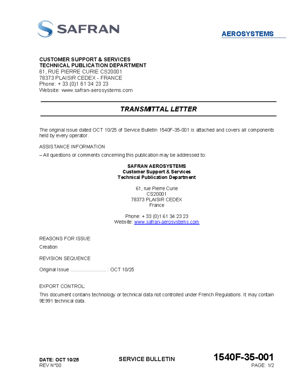 EASA AD 2025-0222: Service Bulletin for Portable Breathing Equipment ...