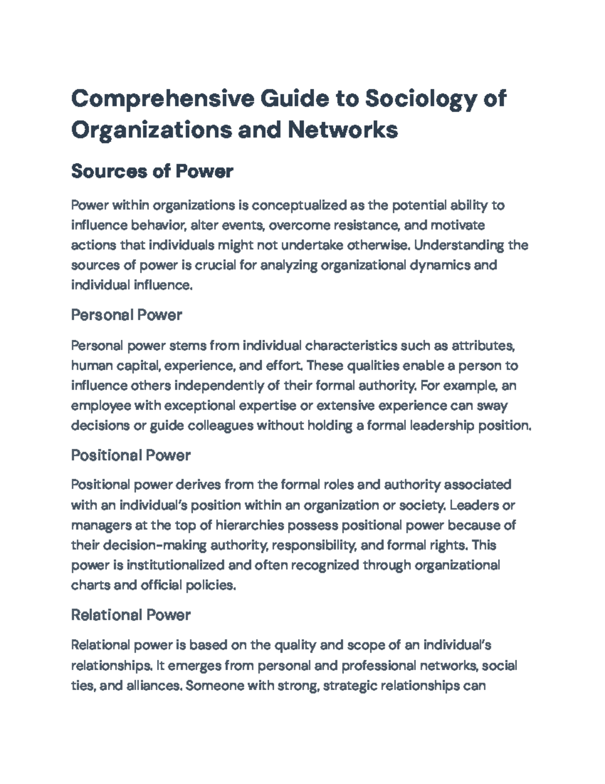 Sociology of Organizations & Networks: Power Dynamics Explained - Studocu