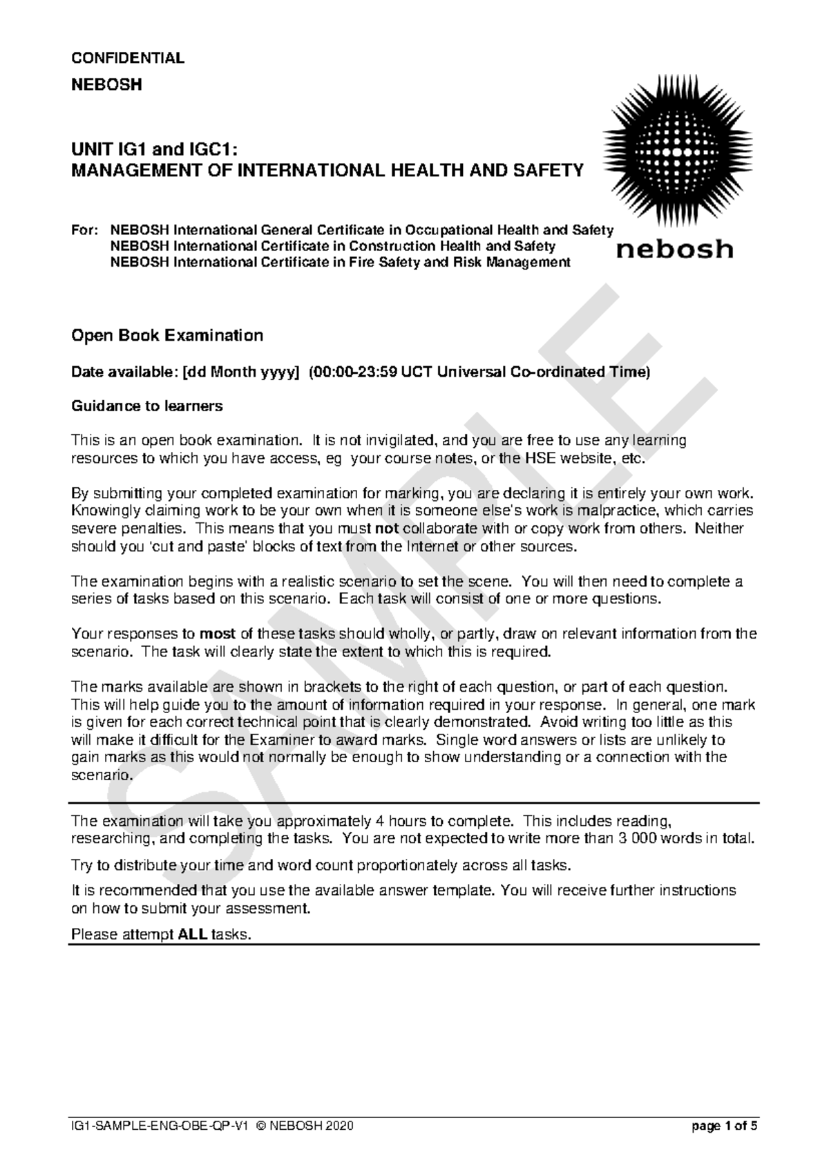 NEBOSH IG1 & IGC1: Open Book Exam Guidance for Health & Safety ...